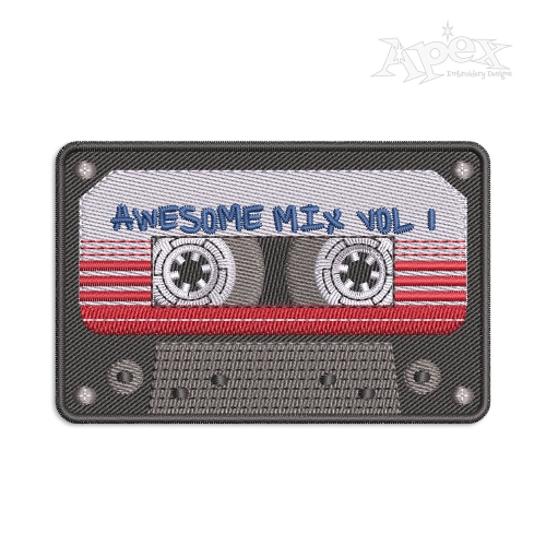 Mixtape Cassette Machine Embroidery Design by Apex
