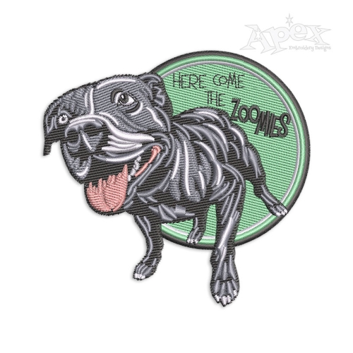 Here Come the Zoomies Hyperactive Dog Machine Embroidery Design