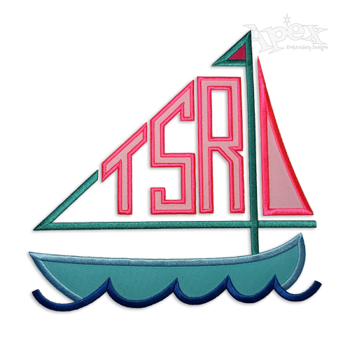 Boat Monogram Fill and Applique Embroidery Font by Apex Designs