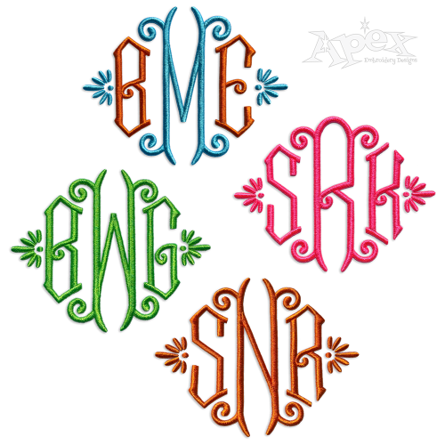 Brigitte Monogram 3D Puff Embroidery Font Digitized by Apex