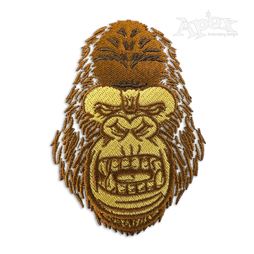 Gorilla Head Machine Embroidery Design by Apex