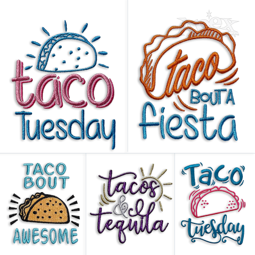 Taco Pack Machine Embroidery Designs Digitized by Apex