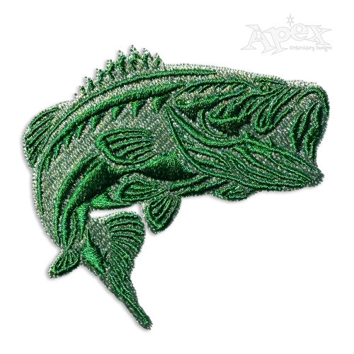 Bass Fish Machine Embroidery Design by Apex