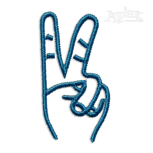 Little Peace Hand Sign Machine Embroidery Design by Apex