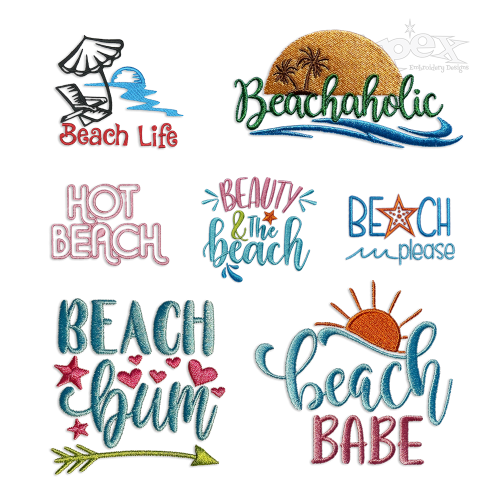 Beach Word Art Pack Ocean Sea Embroidery by Apex