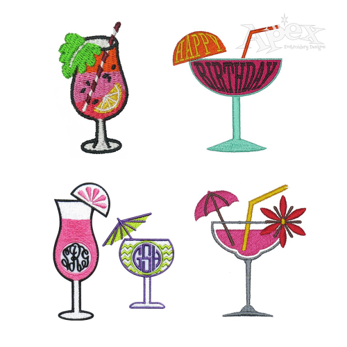 Cocktail Bar Drinks Frames and Designs Pack Embroidery by Apex