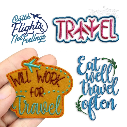 Travel Word Art Sayings Quotes Pack Embroidery Designs Digitized by Apex