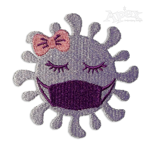 Virus With Mask Coronavirus Machine Embroidery Design
