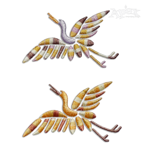 Flying Heron Bird Machine Embroidery Design by Apex
