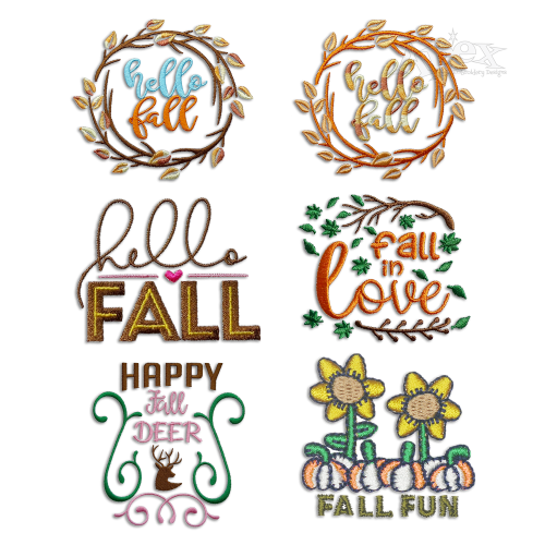 Fall Word Art Bundle Apex Machine Designs Digitized by Apex