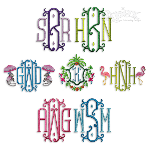 Vienna Fancy Monogram Machine Embroidery Font - Apex