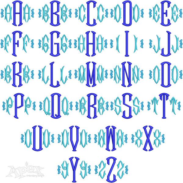 Hampton Monogram Machine Embroidery Font by Apex