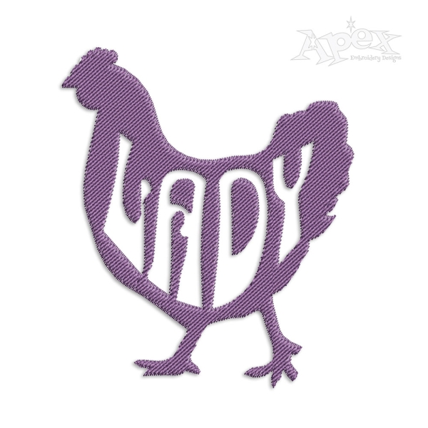 Chicken Lady Machine Embroidery Design by Apex