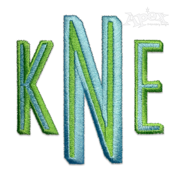 Maxwell Slim Block Machine Embroidery Font - Apex