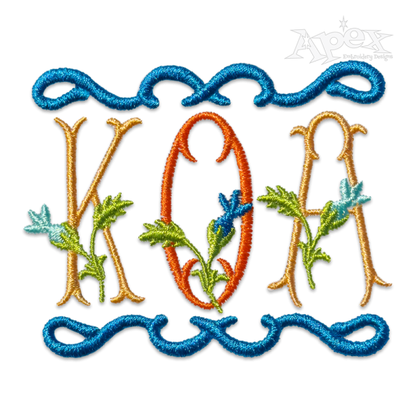 Rose Fishtail Machine Embroidery Font by Apex