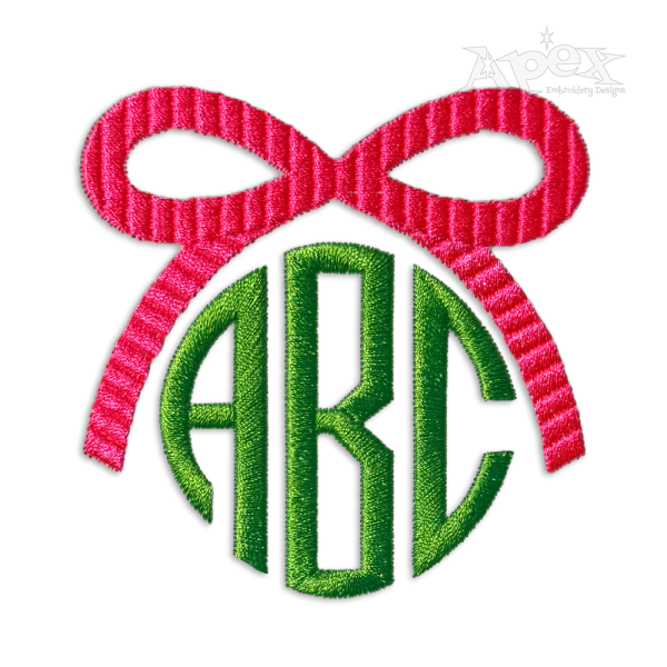 Simple Ribbon Bow Topper Monogram Frame Embroidery Design by Apex