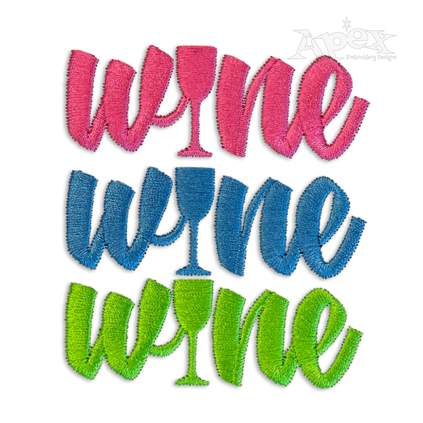 Wine Machine Embroidery Design by Apex