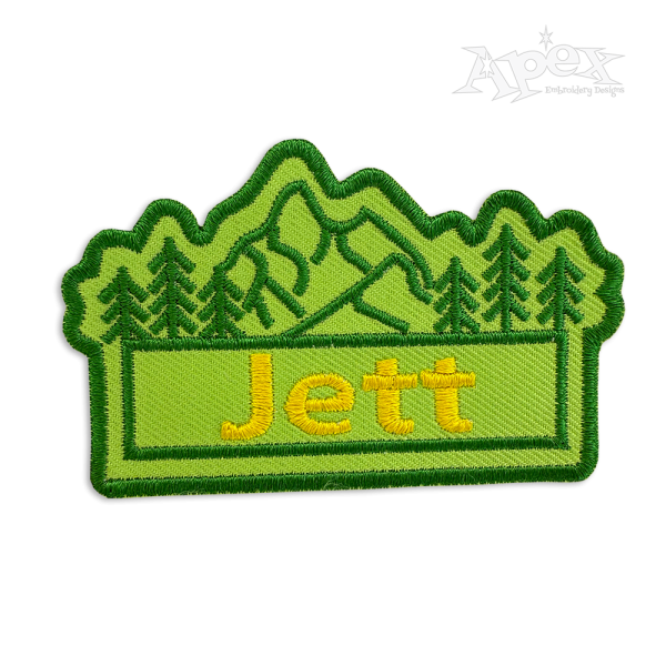 Mountain Forest Rectangle Frame Machine Embroidery Design