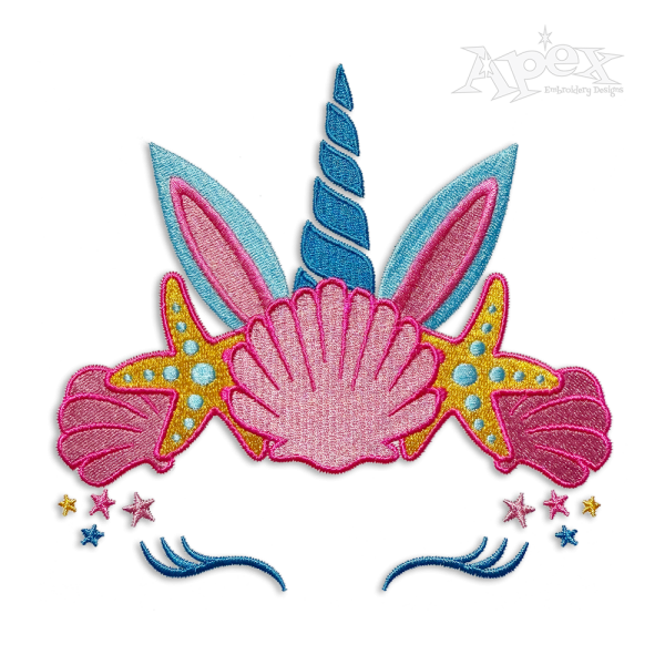 Unicorn Bunny Unibunny Seashell Beach Embroidery Design