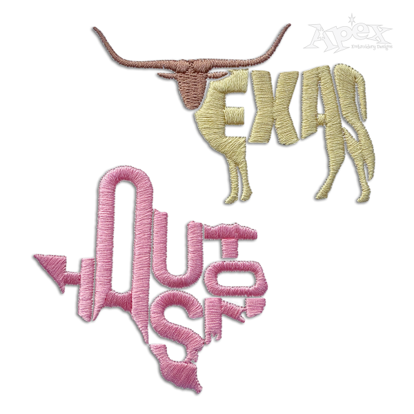 Texas State Map Bundle Machine Embroidery Designs Digitized By Apex