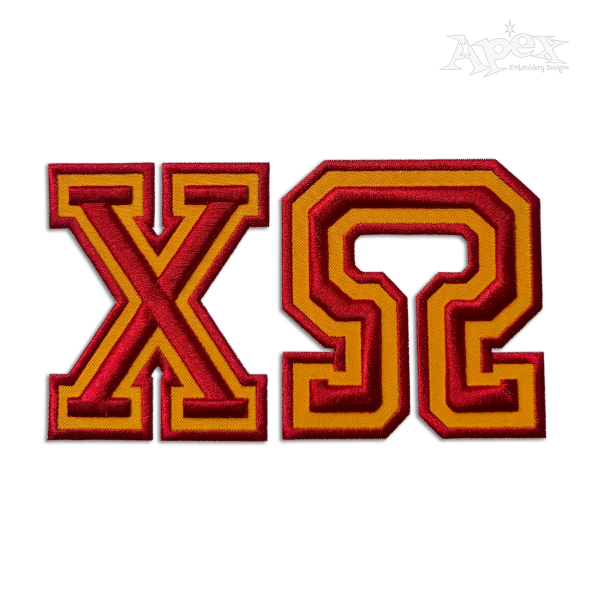 Greek Varsity 3D Puff Fill and Applique Font Digitized by Apex