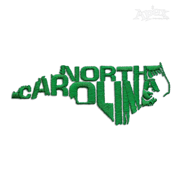 North Carolina State NC Map Machine Embroidery Designs by Apex