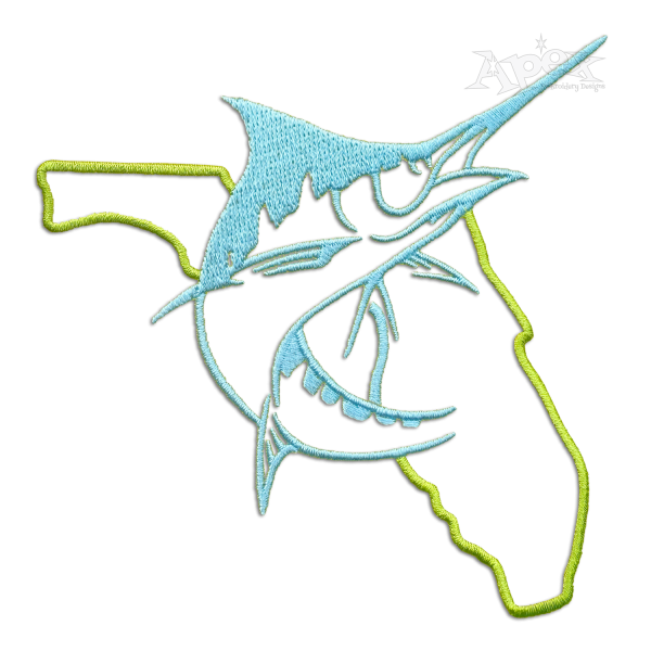 Florida State FL Map Machine Embroidery Designs Digitized by Apex
