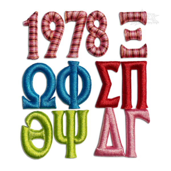 Greek College Fraternity 3D Puff Machine Embroidery Font by Apex