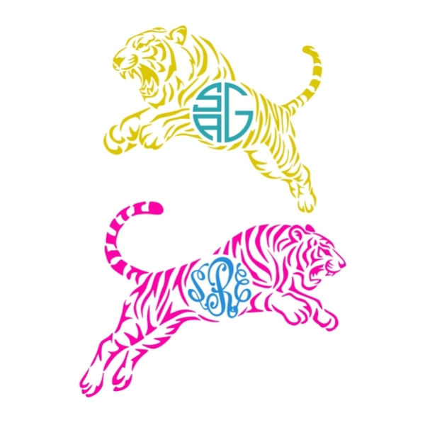 Tiger Monogram Round Circle Frame SVG by Apex Cuttable Designs